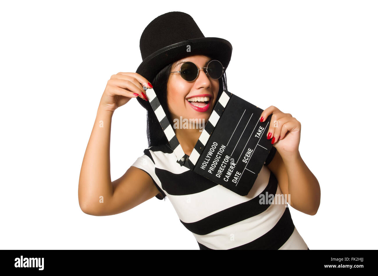Woman top hat movie clapboard hi-res stock photography and images - Alamy