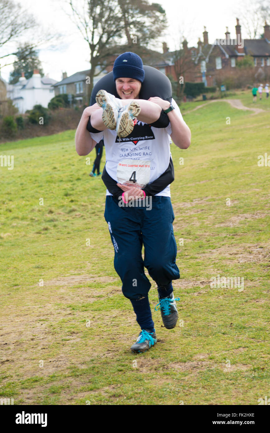 Dorking, Surrey, UK. 06th Mar, 2016. UK Wife Carrying Contest 6th March ...