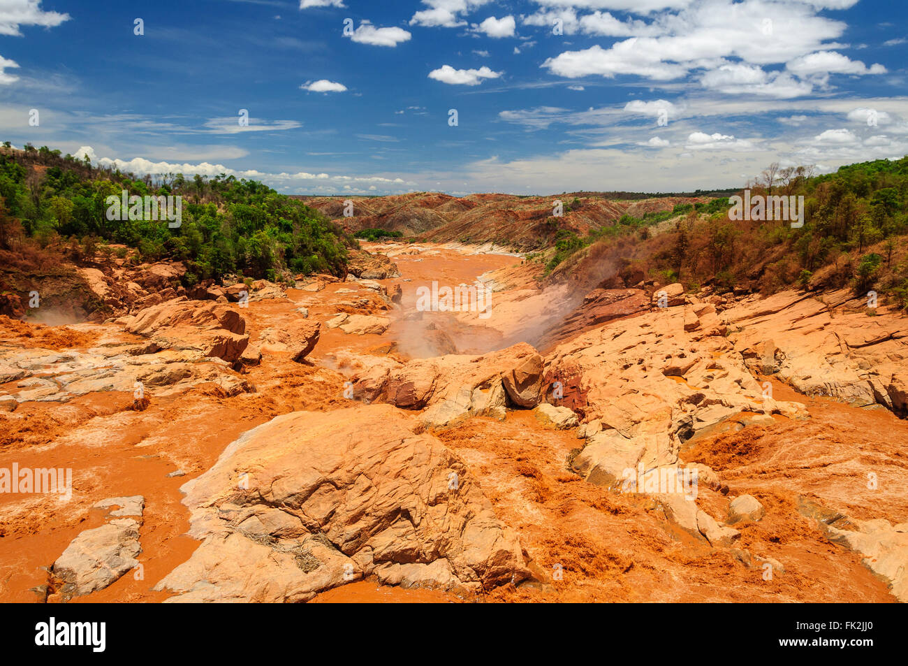 Betsiboka River rapids in rain season with red sediments, Madagascar ...