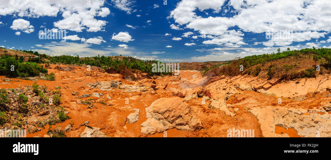 Betsiboka River rapids in rain season with red sediments, Madagascar ...
