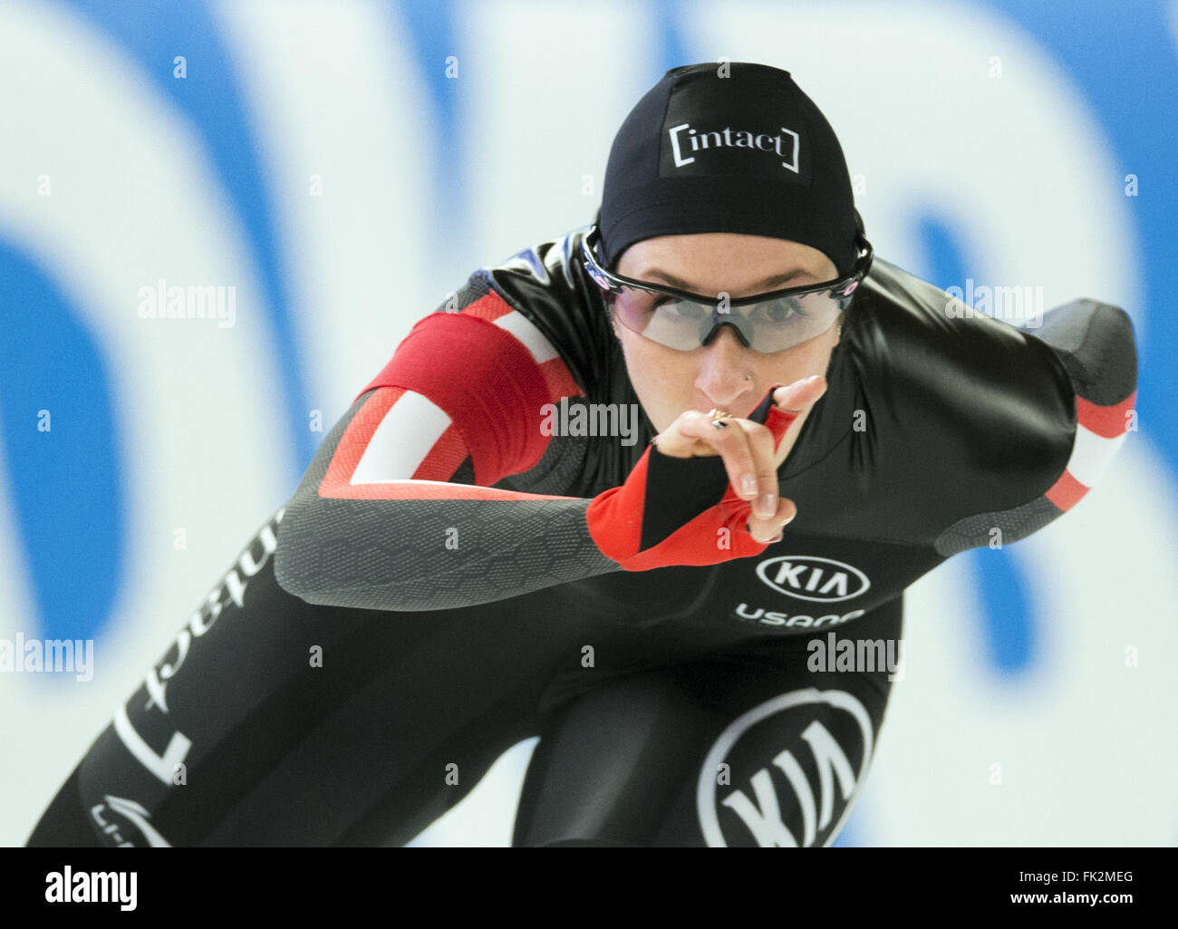 Ivanie Blondin of Canada starts her 3000m race against Sablikova of the ...