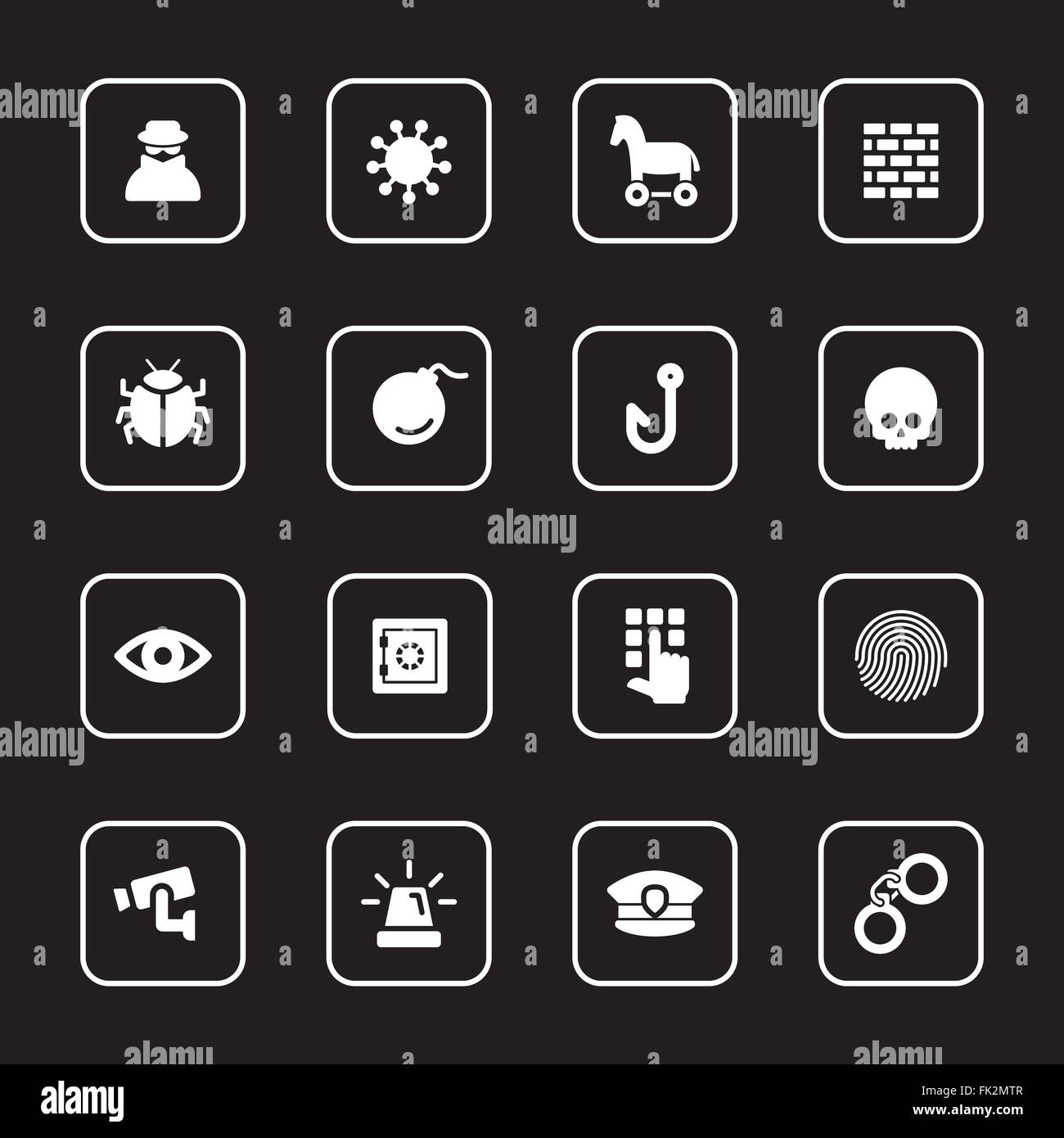 [JPEG] white flat security icon set with rounded rectangle frame for ...