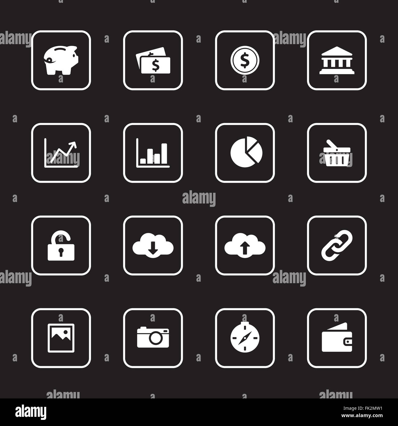[JPEG] white flat finance and technology icon set with rounded ...