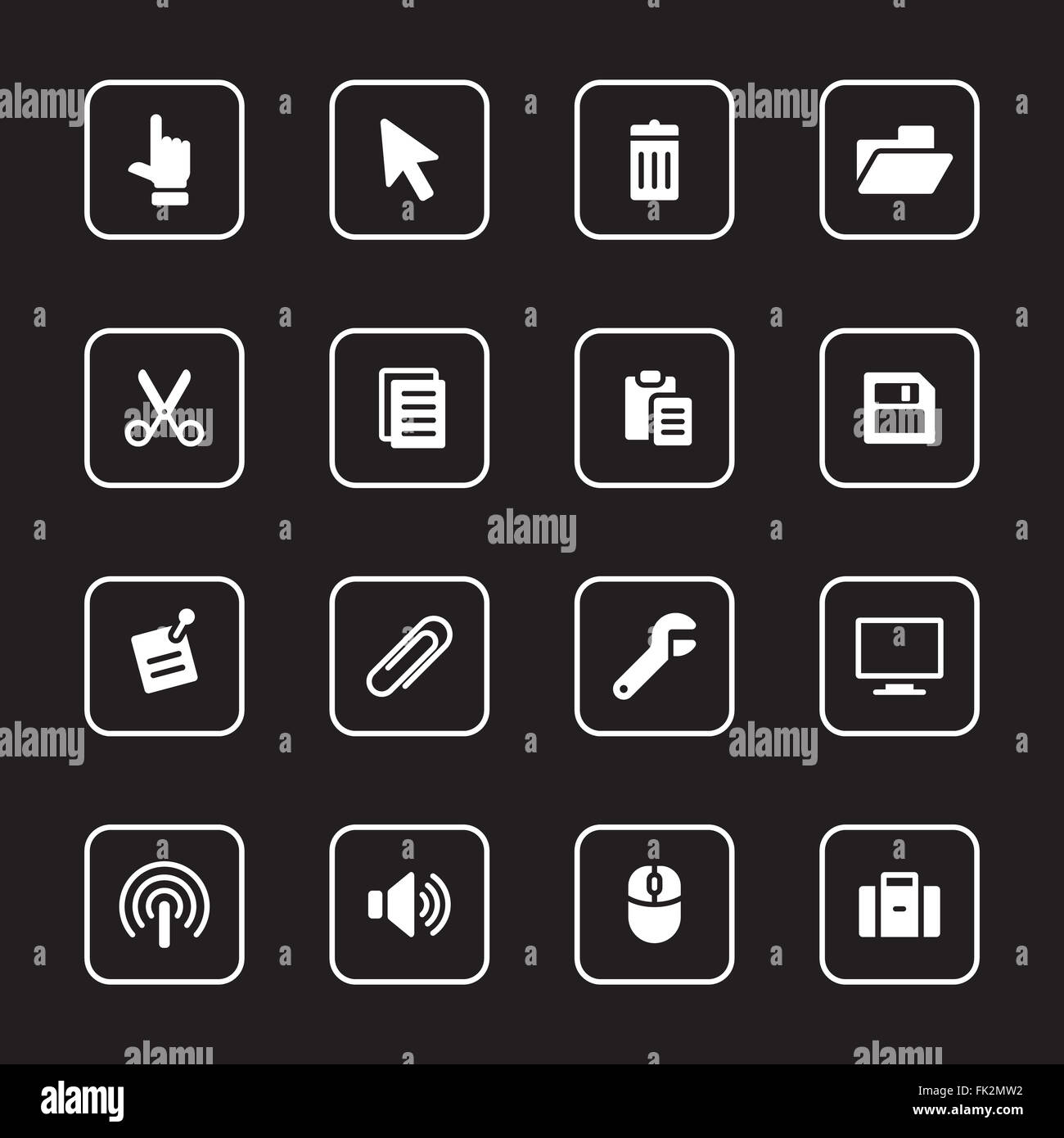 [JPEG] white flat computer and technology icon set with rounded ...