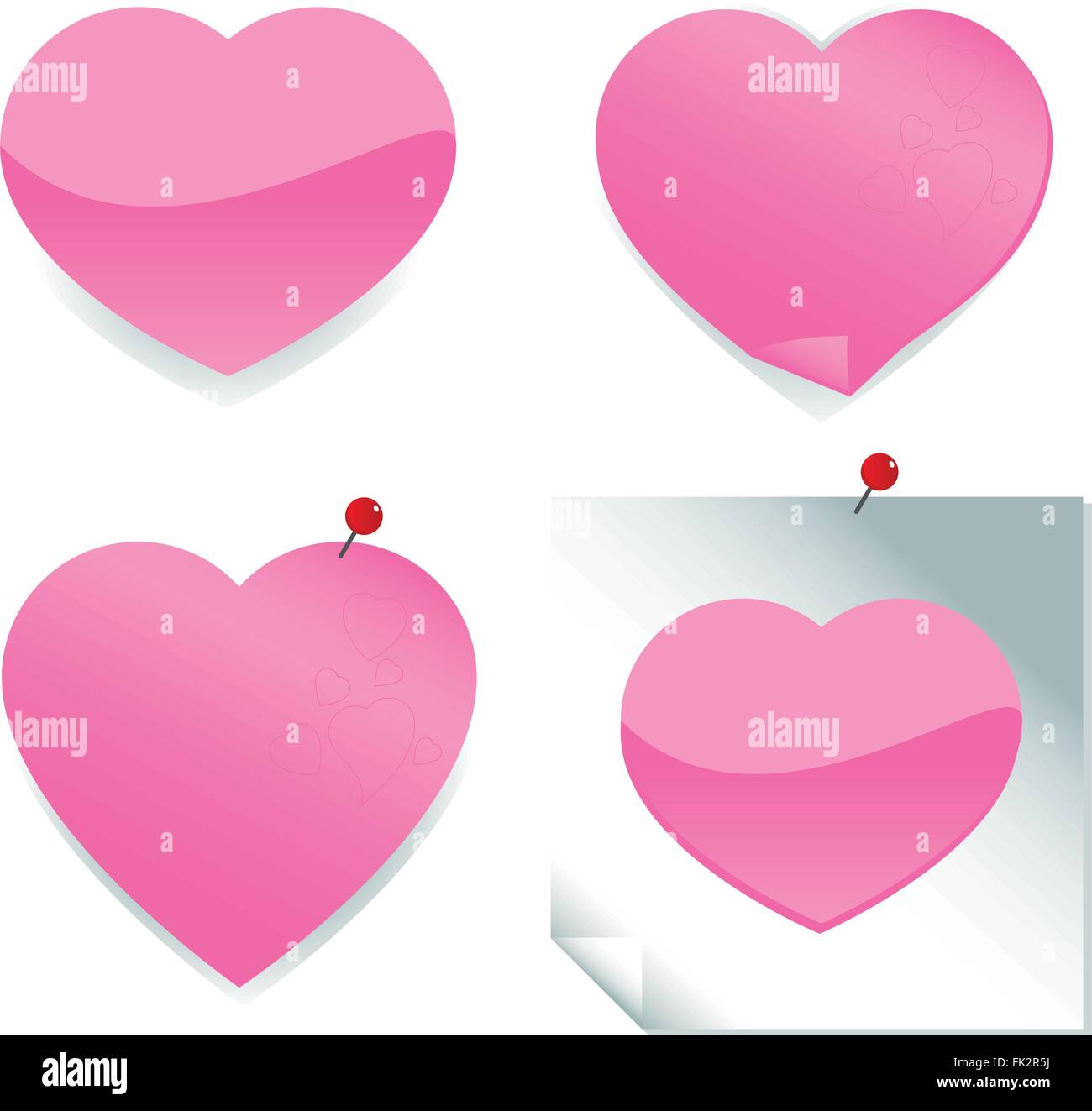 Heart shaped stickers and post notes. Adhesive heart labels for notes ...
