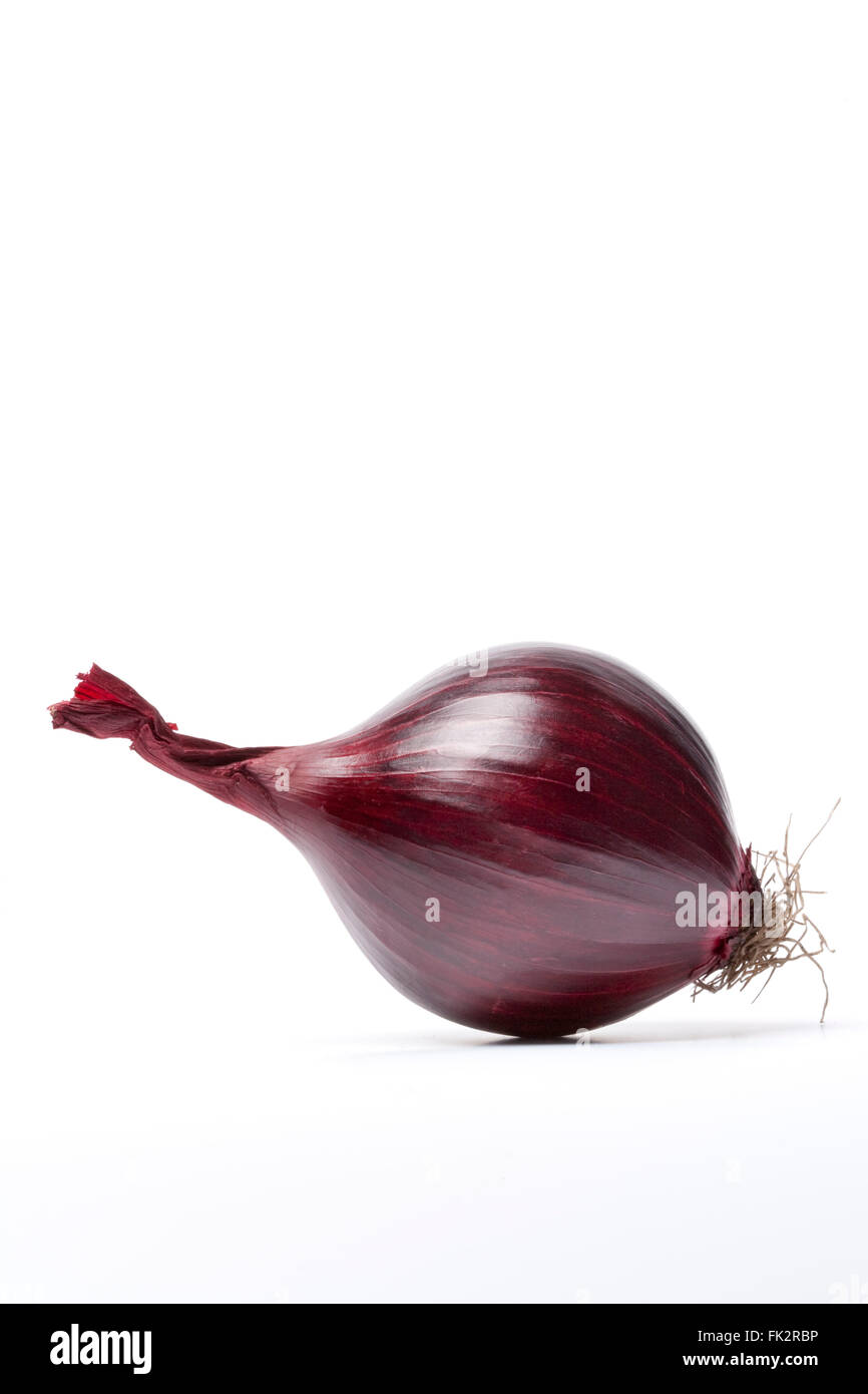 Single fresh whole red onion on white background Stock Photo - Alamy
