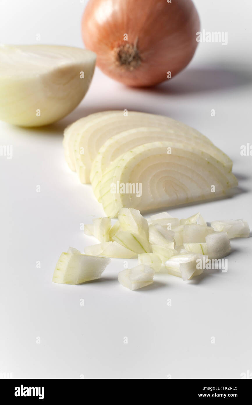 Sliced fresh raw onions on white background Stock Photo - Alamy