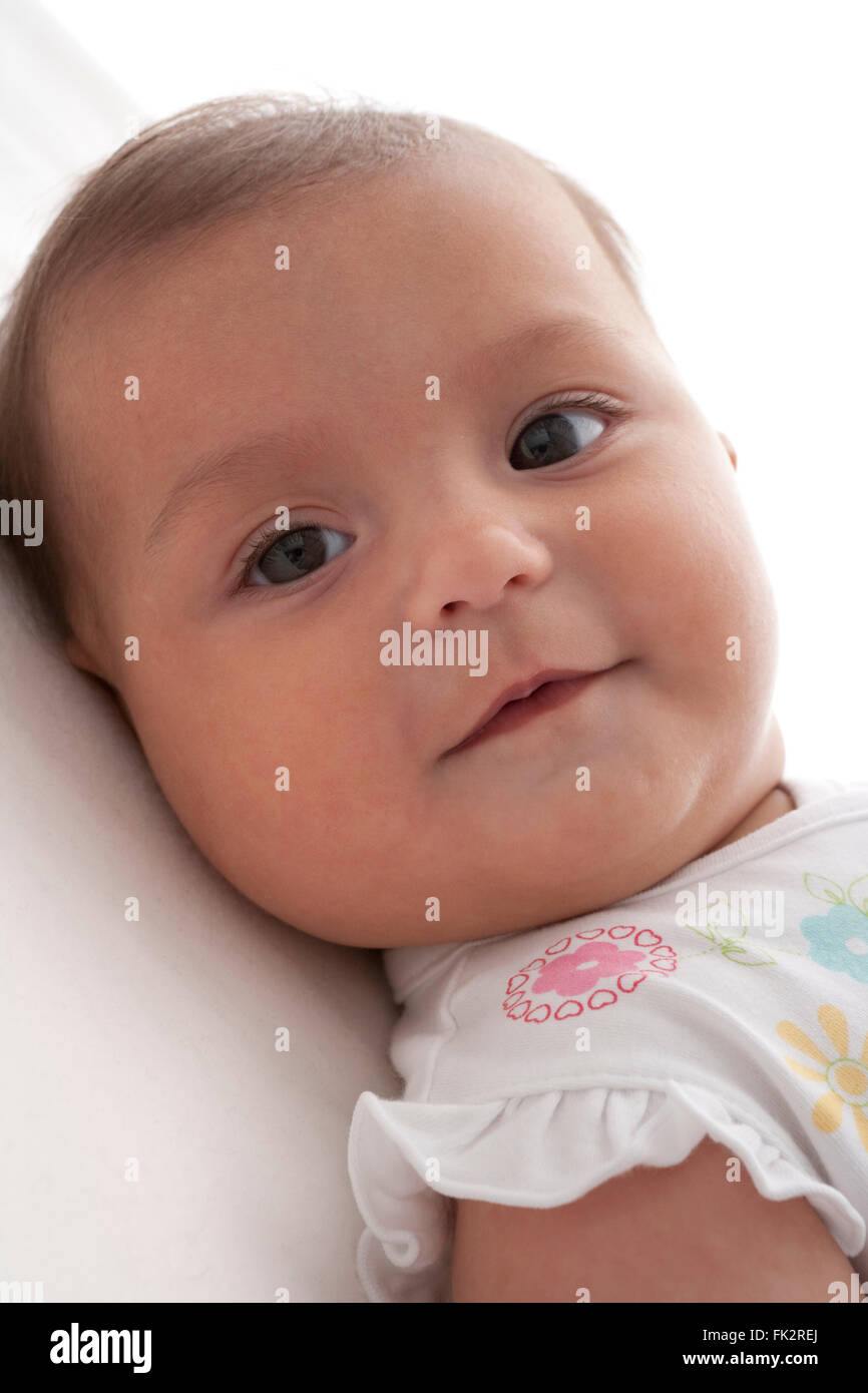 Portrait of a cute baby girl on white background Stock Photo - Alamy