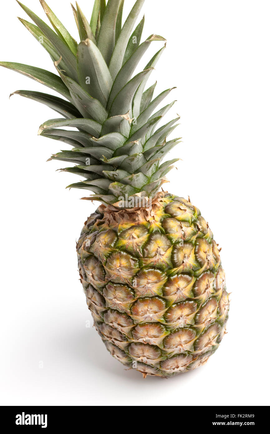 One fresh whole pineapple on white background Stock Photo - Alamy