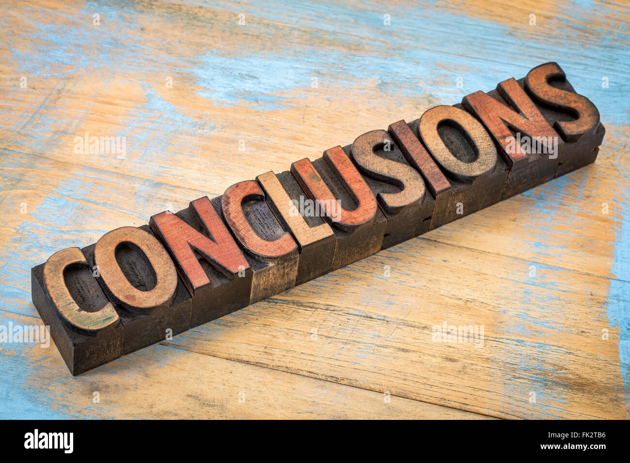 conclusions word in vintage letterpress wood type printing blocks ...