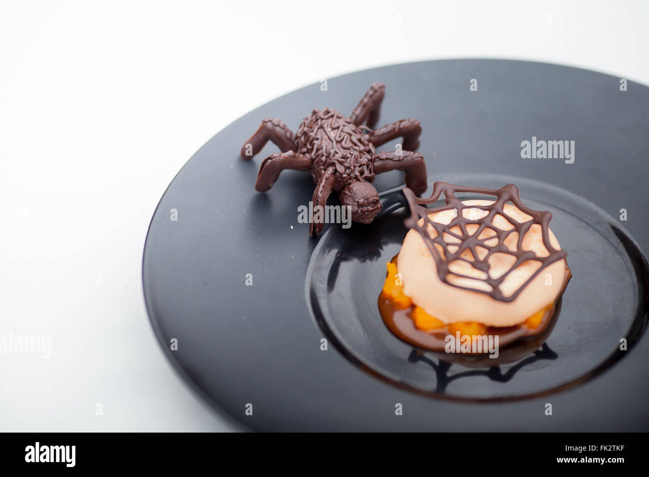 waffle with chocolate spider web Stock Photo - Alamy