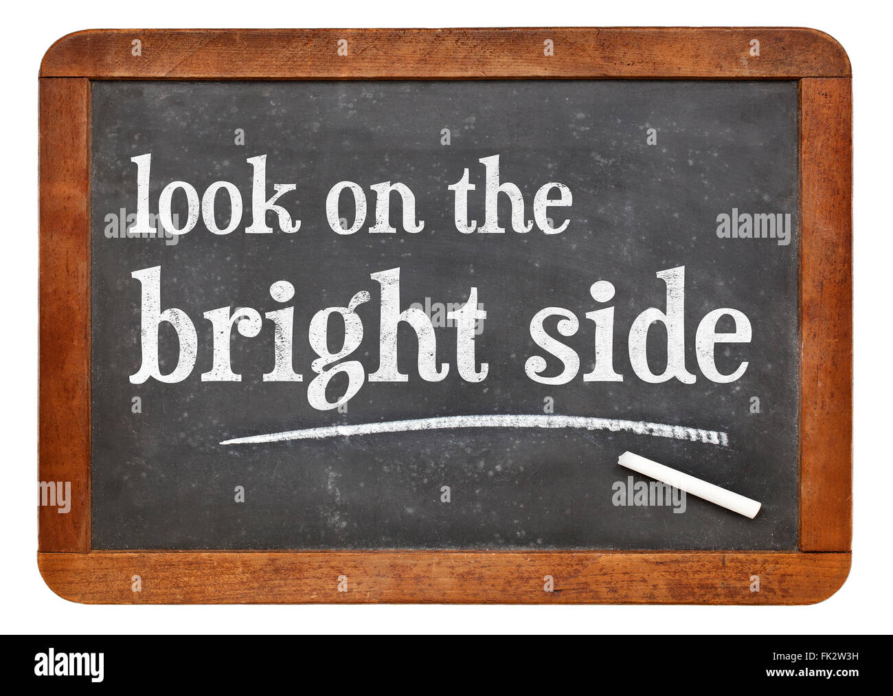 look on the bright side - positivity concept - white chalk text on a ...