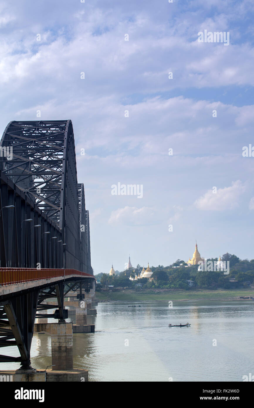 The Yadanabon or Irrawaddy road Bridge over the Ayeyarwady river ...
