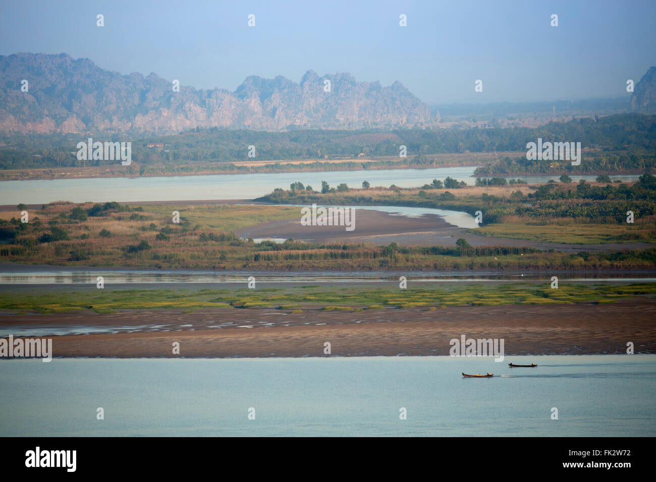 Asia, Southeast Asia, Myanmar, Mawlamyine, view over the Thanlwin ...