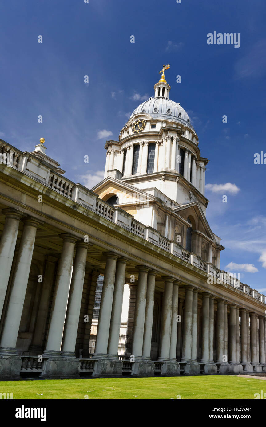 The Painted Hall building with columns at the historic Old Royal Naval ...
