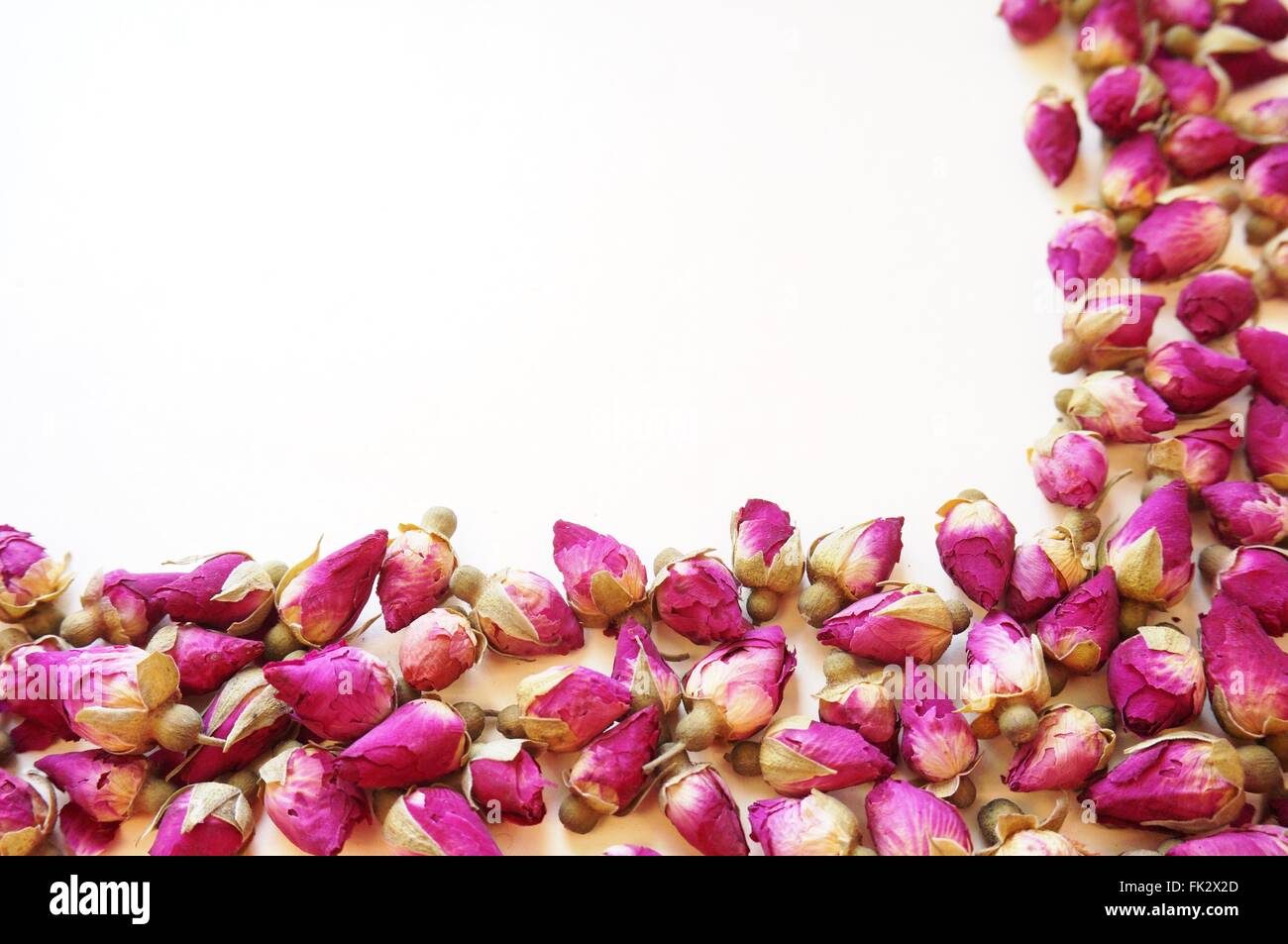 Border frame of romantic dried pink rose buds Stock Photo - Alamy