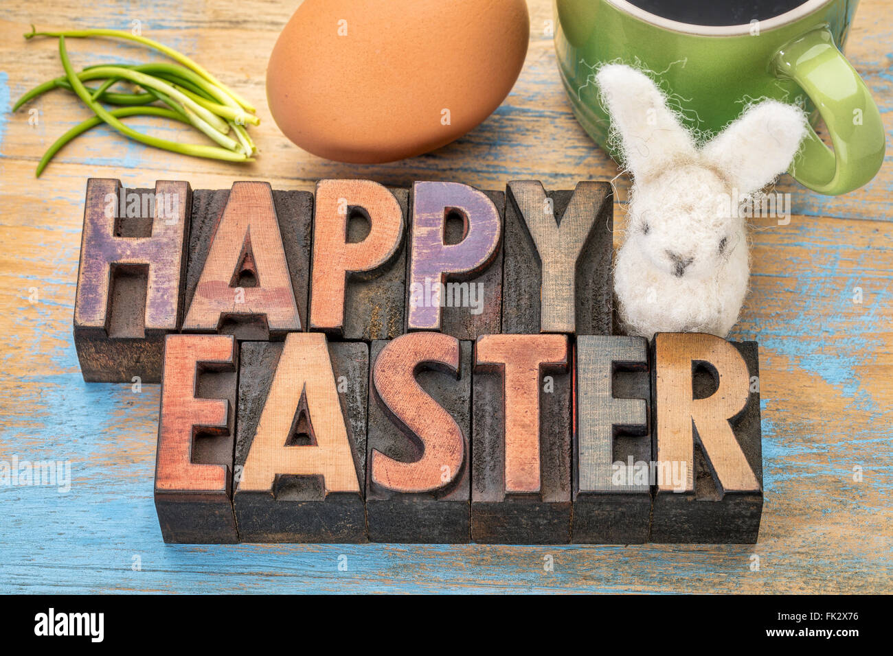 Happy Easter - greeting card, text in letterpress wood type printing ...