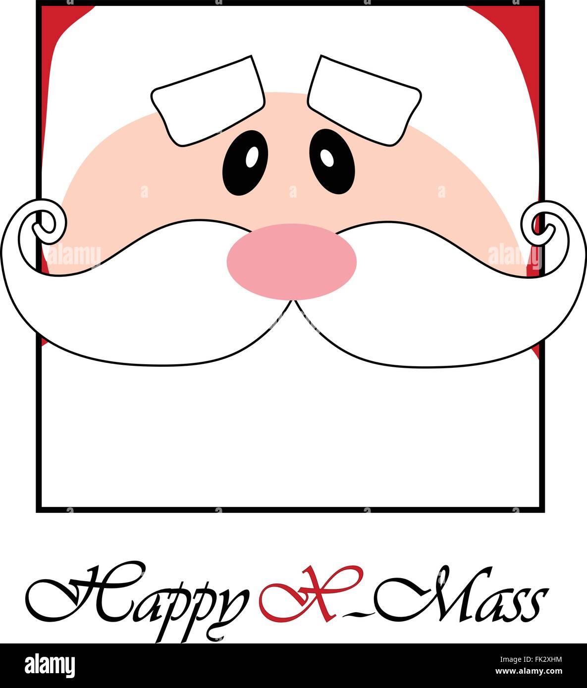 Happy x-mass, simple vector with Santa's smiling face. Plenty of copy ...