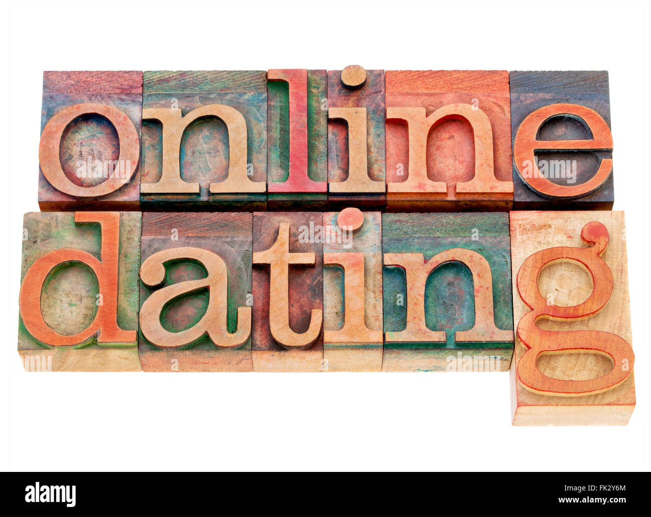 online dating banner - isolated words in vintage wood letterpress ...