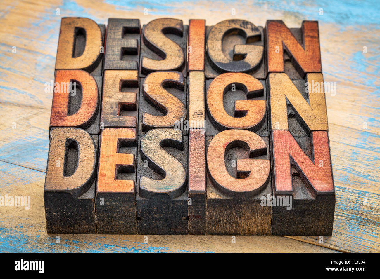 design word abstract in vintage letterpress wood type printing blocks ...