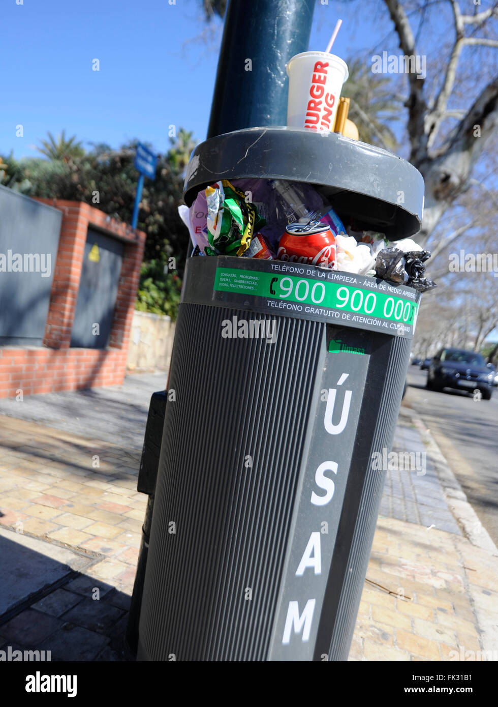 Dustbin men on strike in Malaga, rubbish piles up Stock Photo - Alamy