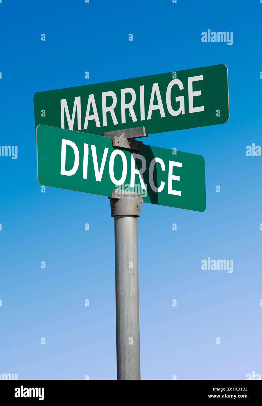 green street sign marriage and divorce Stock Photo - Alamy