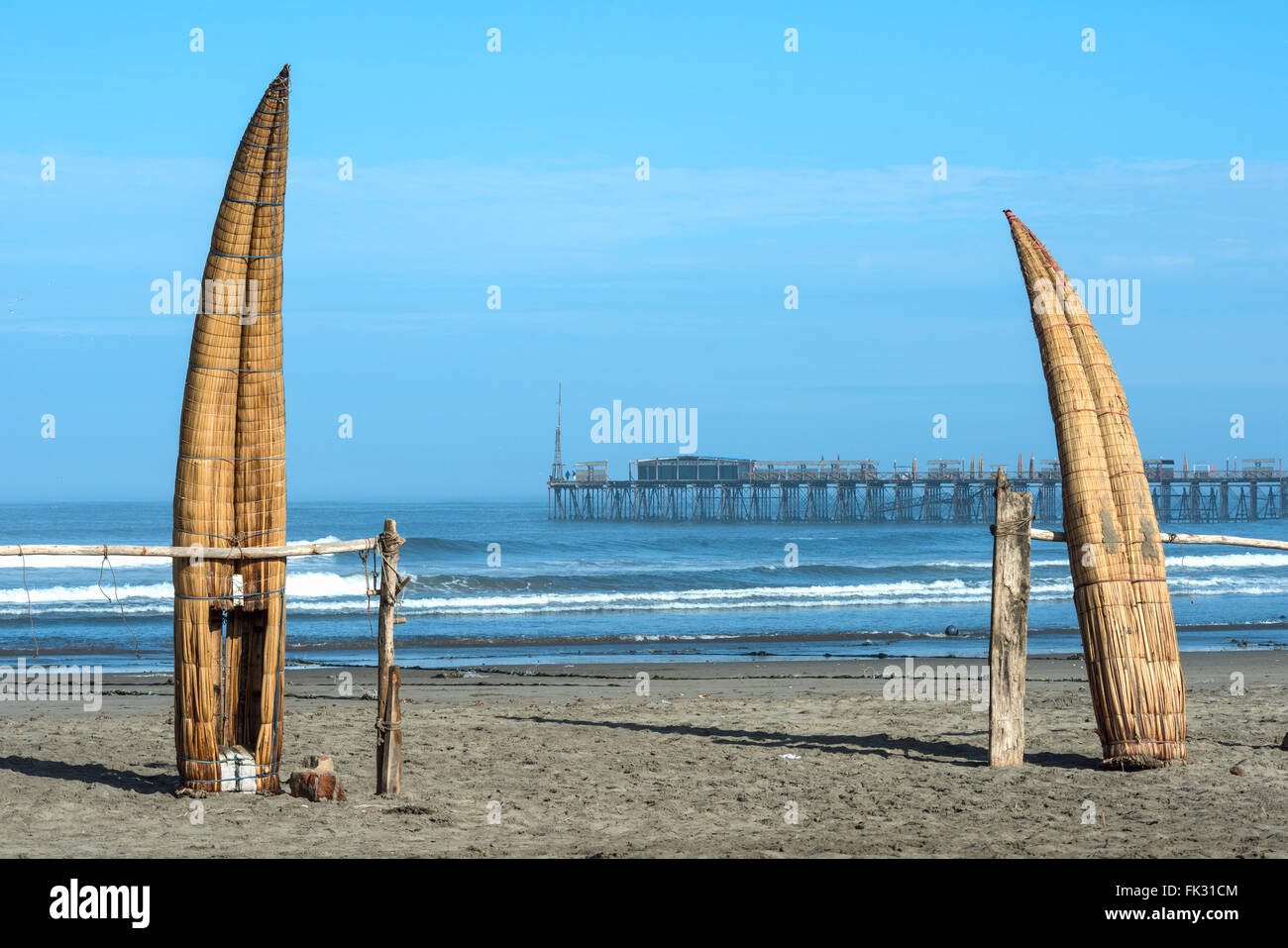 Traditional Peruvian small Reed Boats (Caballitos de Totora), straw ...