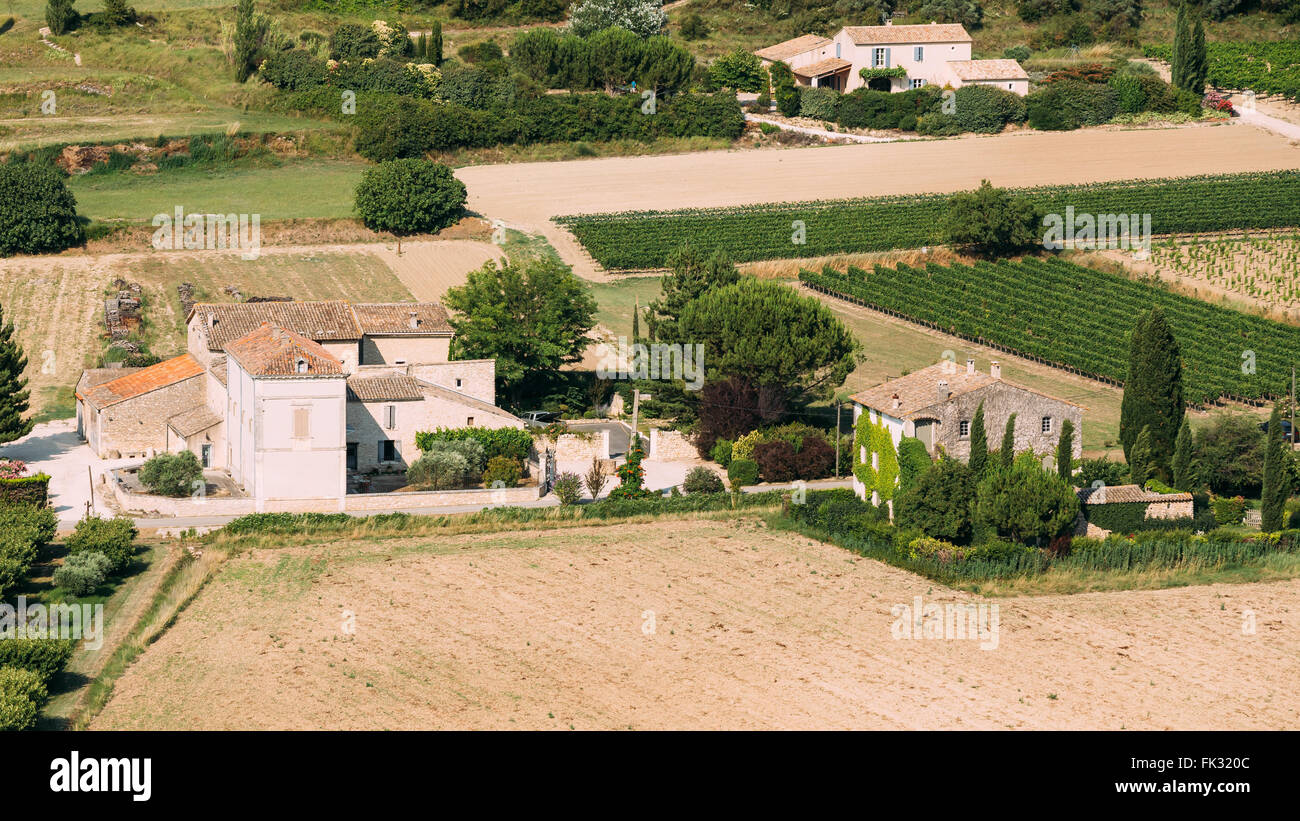 Farms Fields of the South of France. Sunny summer day. Agricultural ...