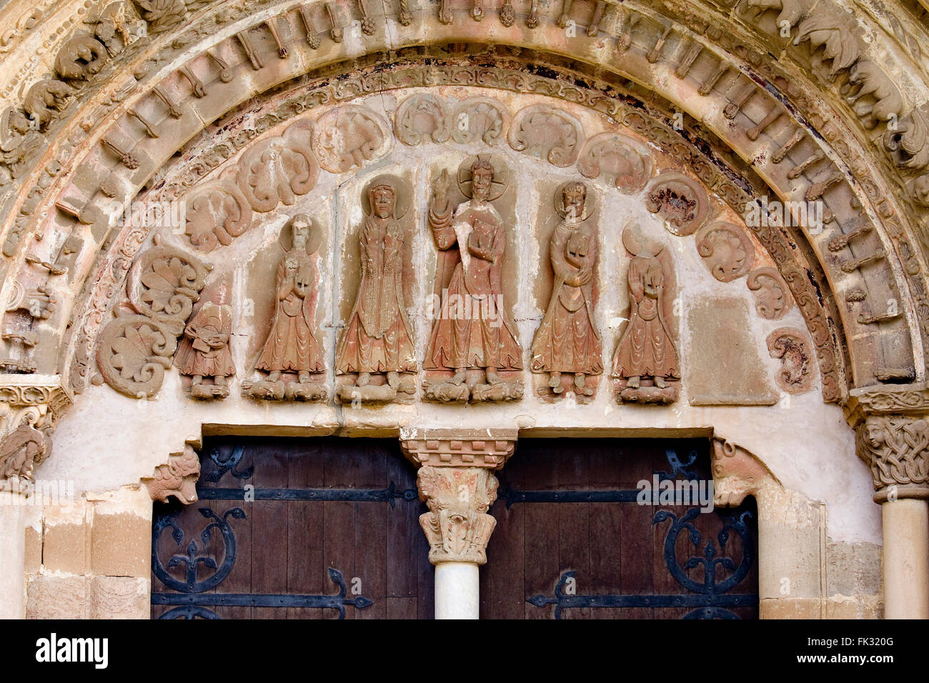 Leyre Monastery porch. Navarre. Spain Stock Photo - Alamy