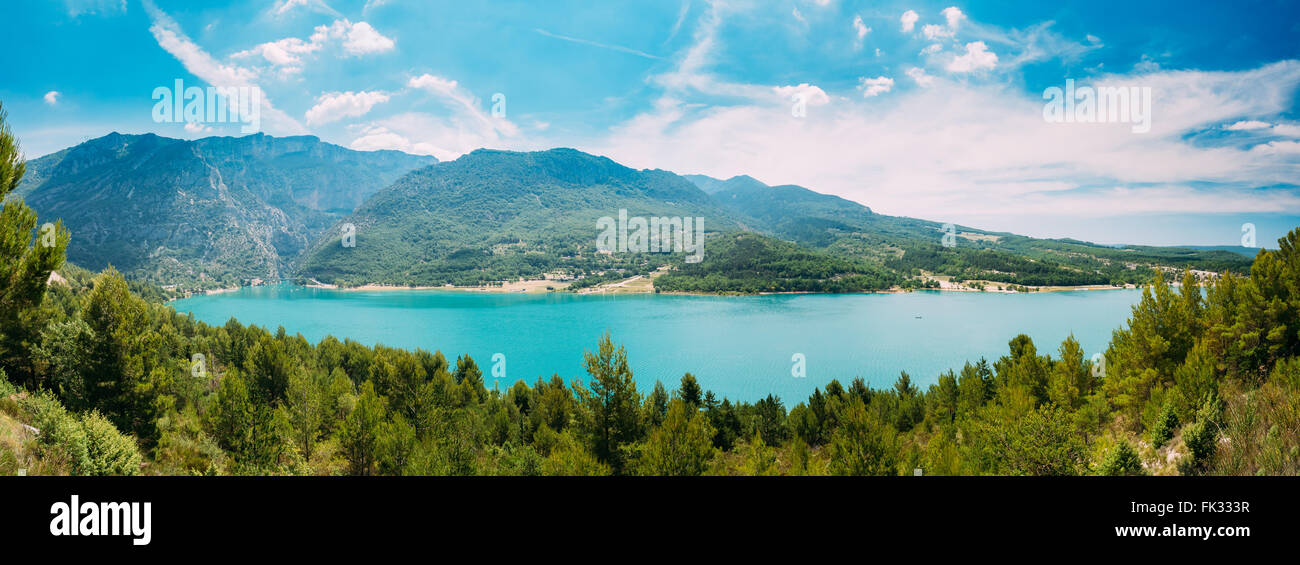 Panorama of beautiful landscape of St Croix Lake in the Gorges Du ...