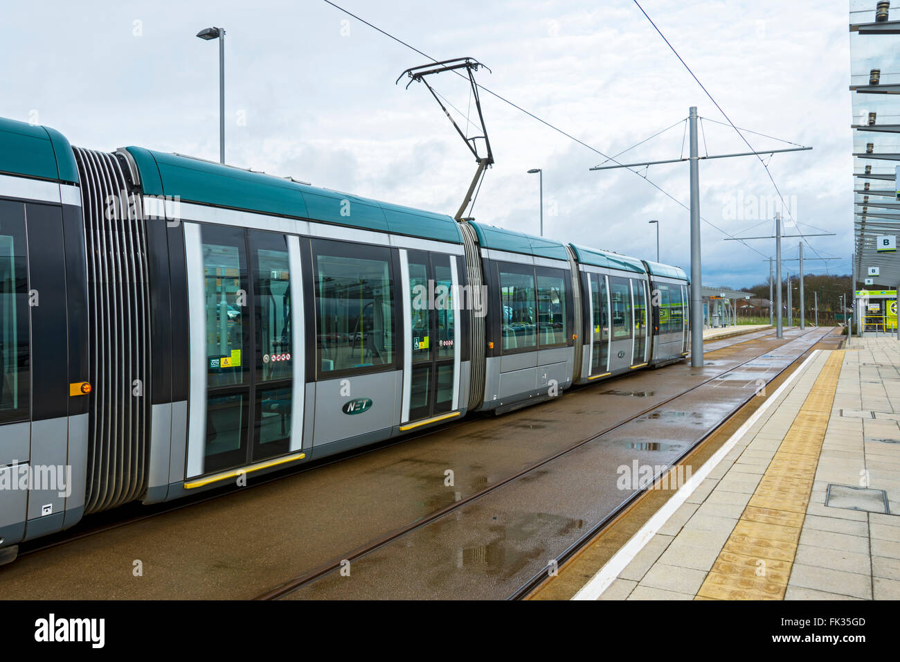 Nottingham Express Transit (NET) tram at the Clifton South tram stop ...