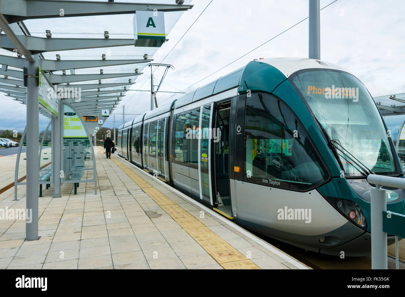 Nottingham Express Transit (NET) tram at the Clifton South tram stop, Nottingham, England, UK ...