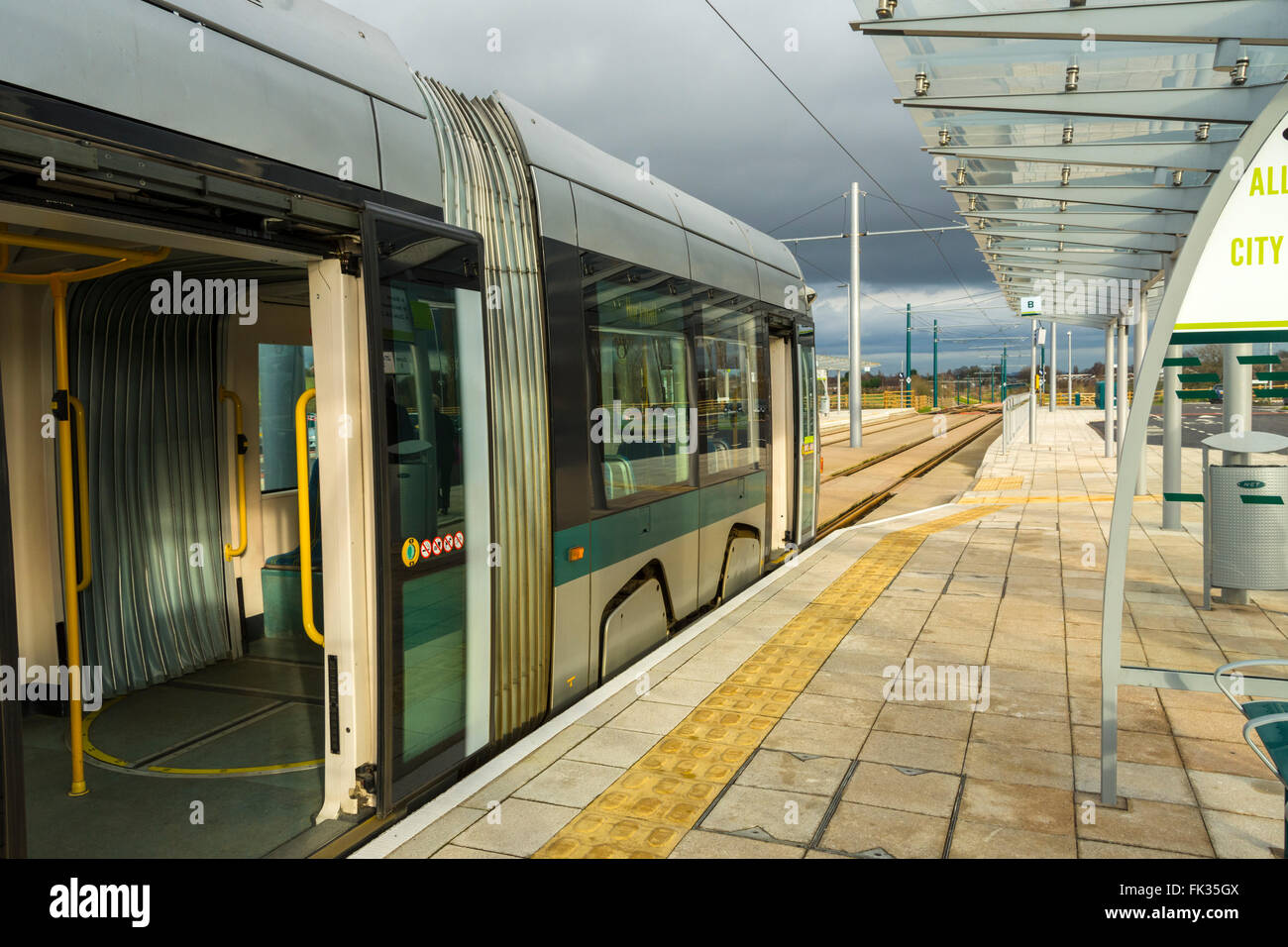 Nottingham Express Transit (NET) tram at the Toton Lane tram stop ...
