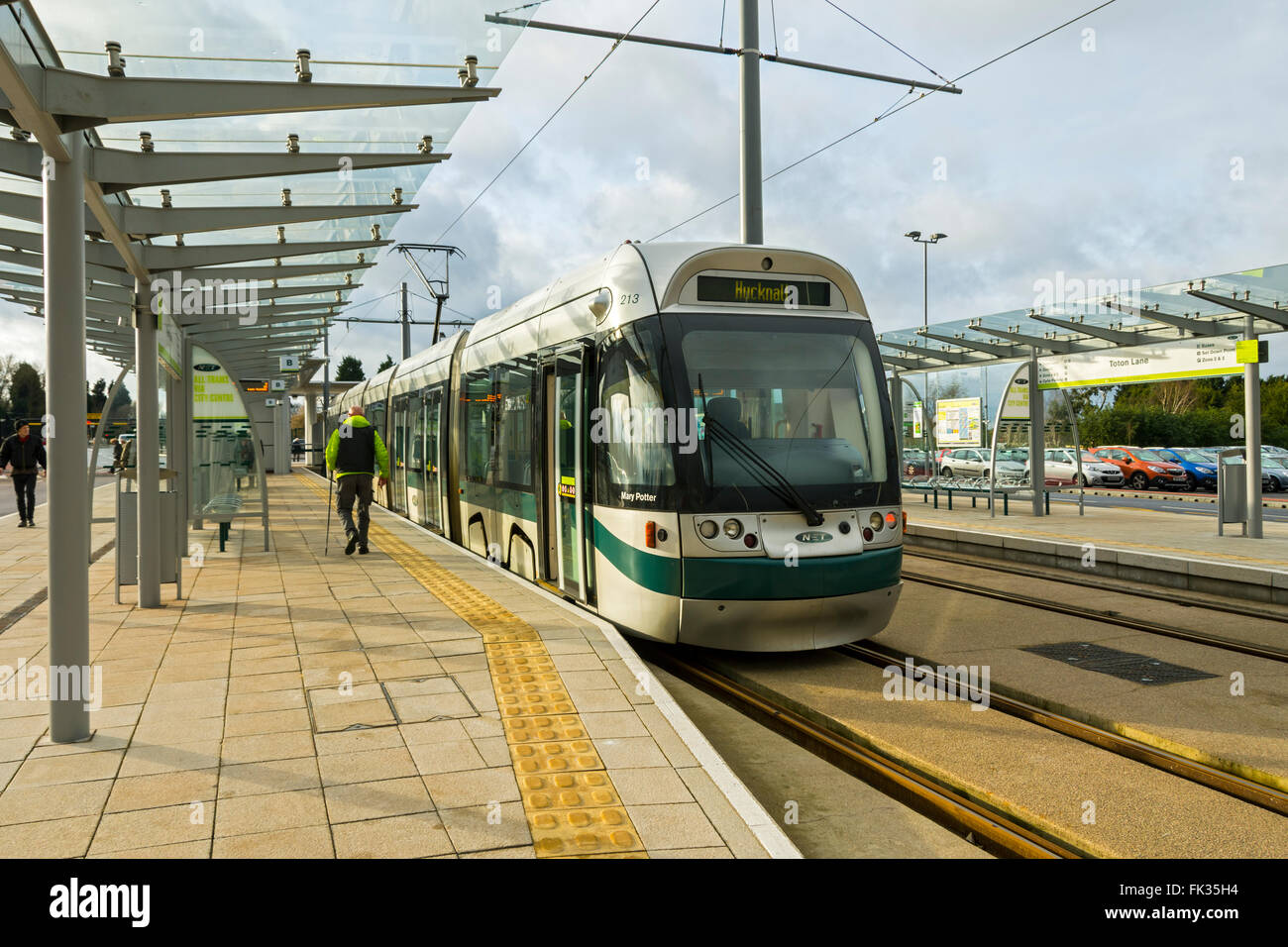 Nottingham Express Transit (NET) tram at the Clifton South tram stop ...