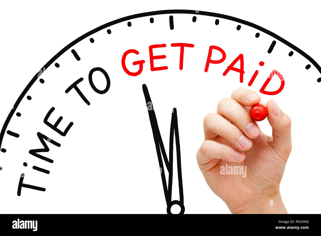 Hand writing Time to Get Paid with marker on transparent wipe board ...