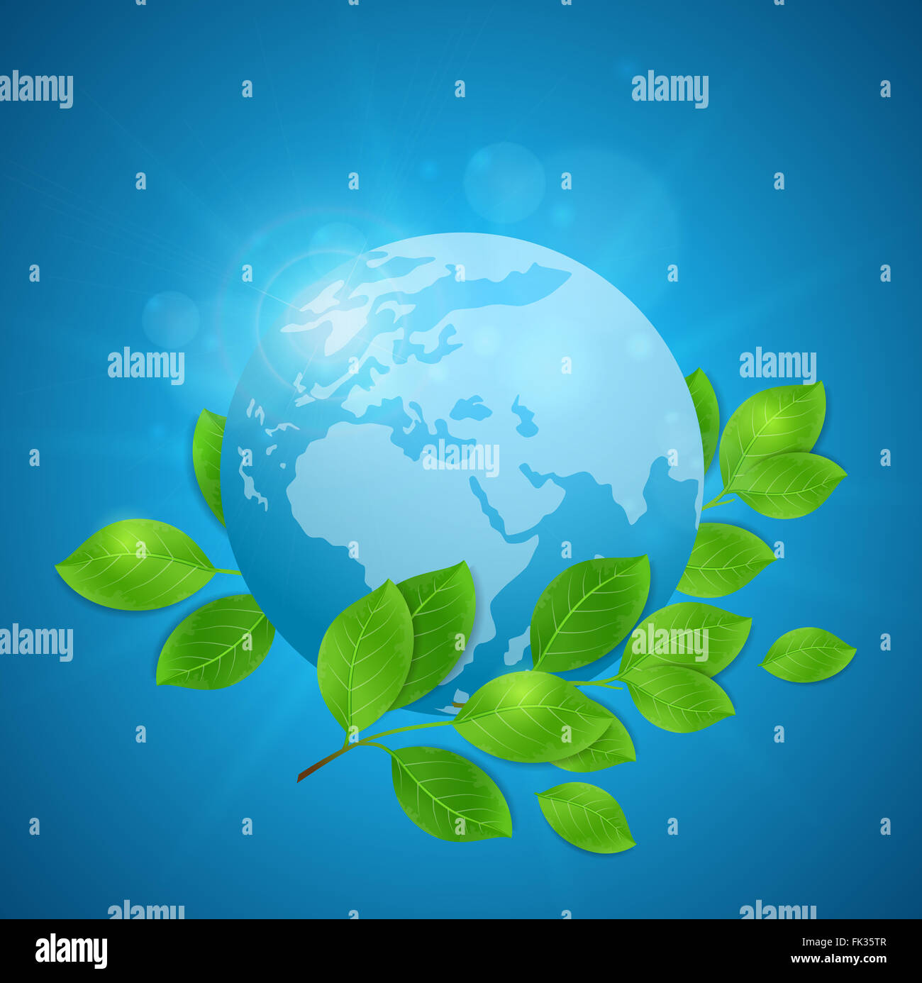Blue planet earth on green hi-res stock photography and images - Alamy