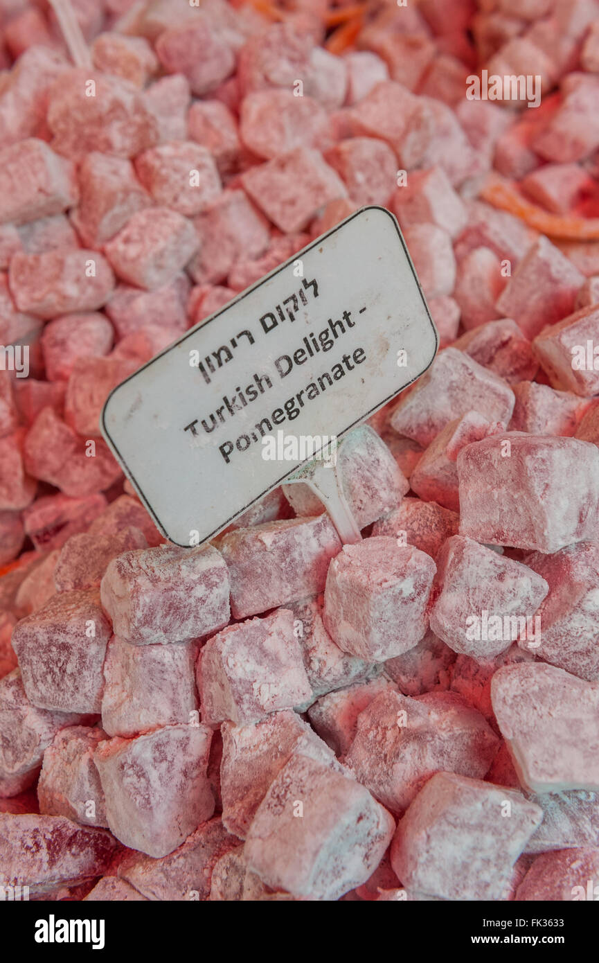 Israel, Tel Aviv, Turkish delight - lokum at shuk Hacarmel market Stock ...