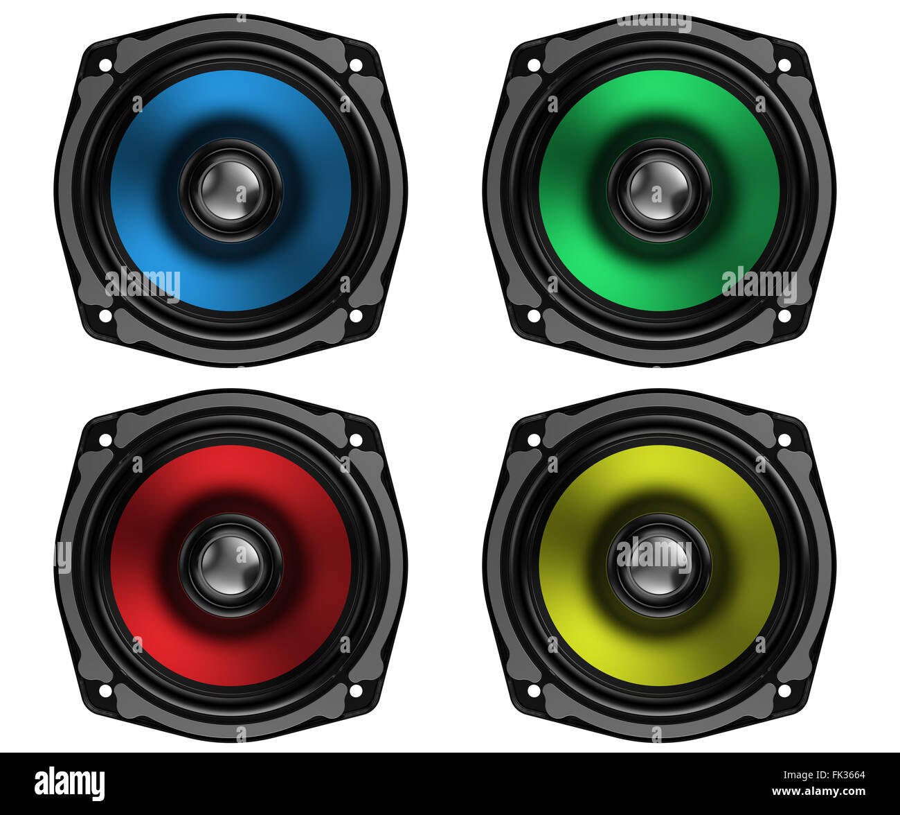 Collection of colorful speakers isolated on a white background Stock ...