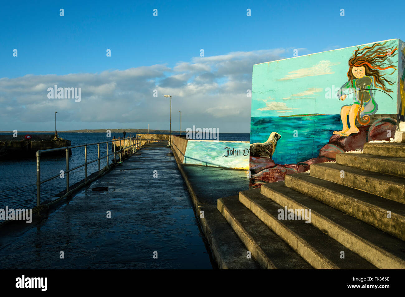 Murals on the harbour wall at John o'Groats, Caithness, Scotland, UK ...