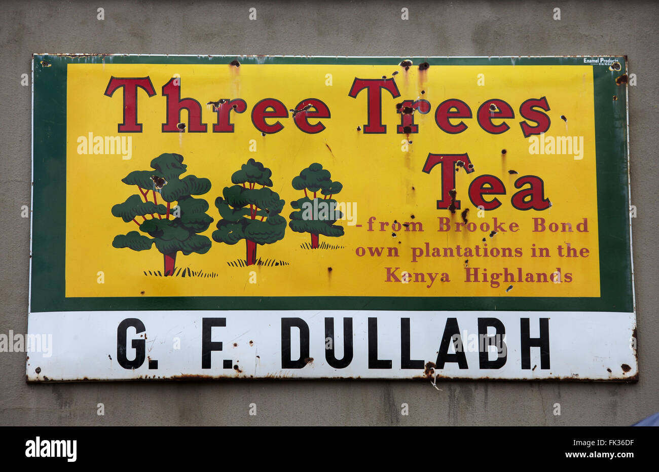 Three Trees Tea by Brooke Bond sign at Greyton in South Africa Stock ...
