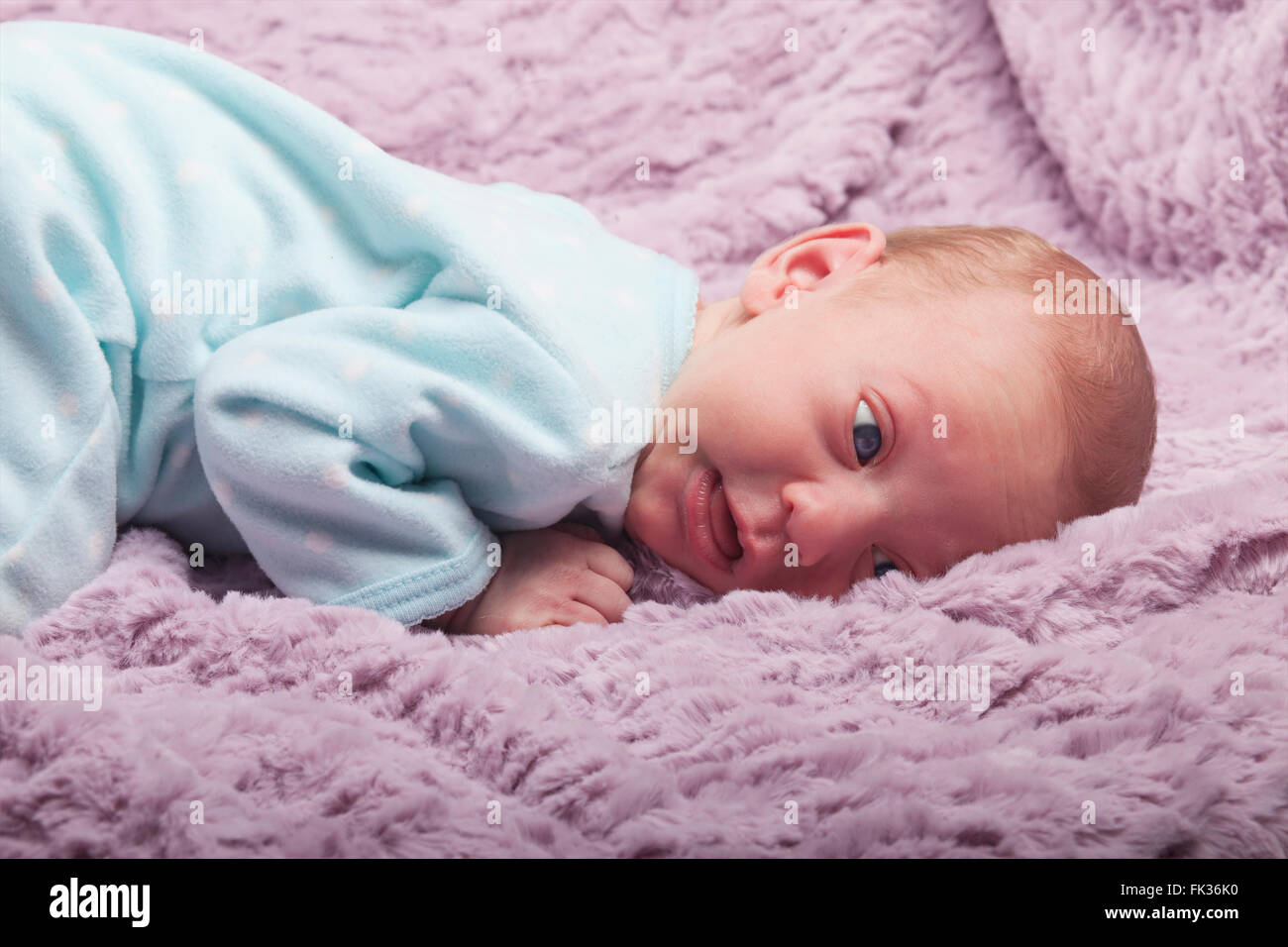 Cute newborn redhead baby with puzzled expression on her face Stock ...