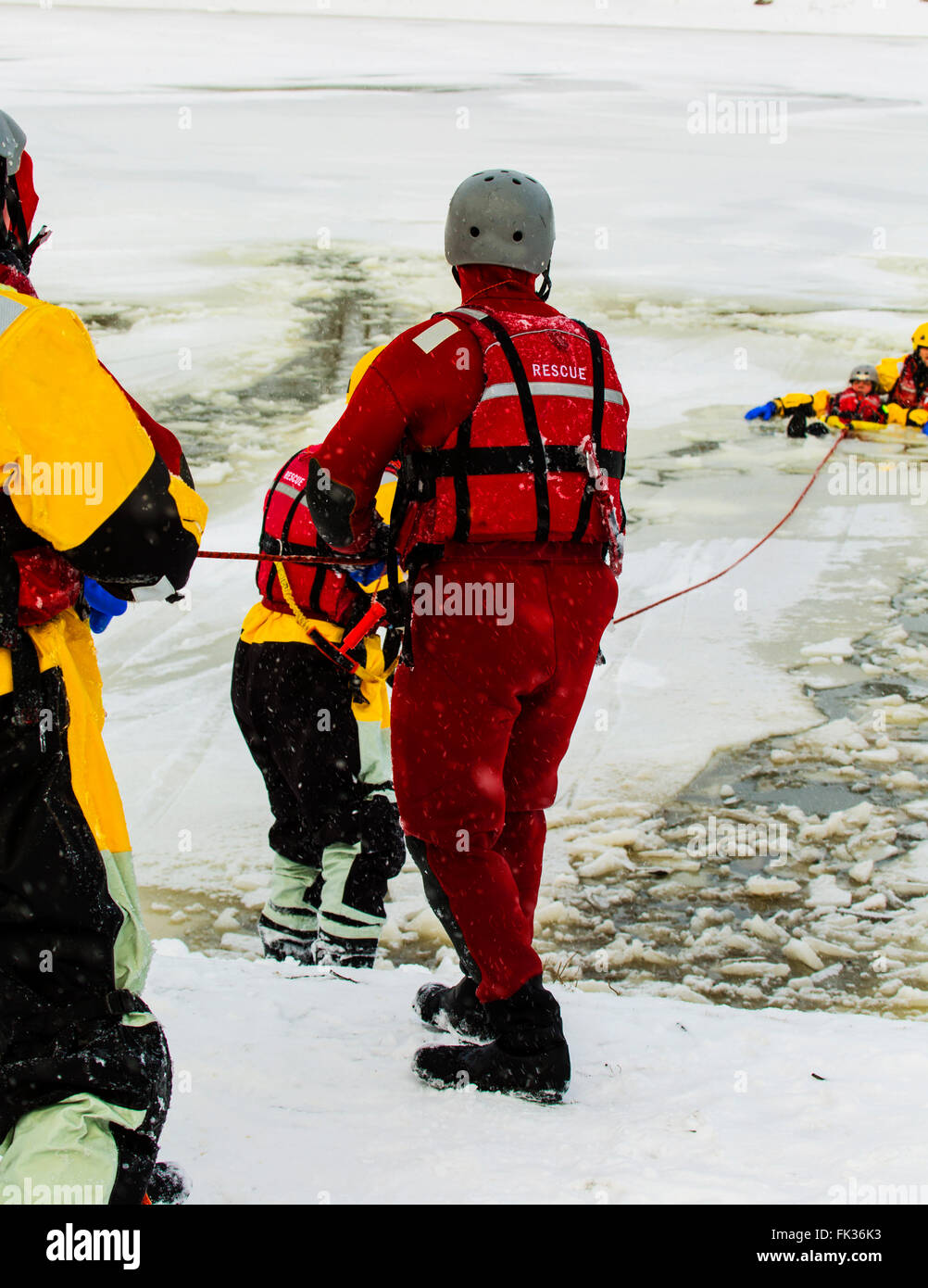 Ice Rescue Training Ontario Canada Stock Photo - Alamy