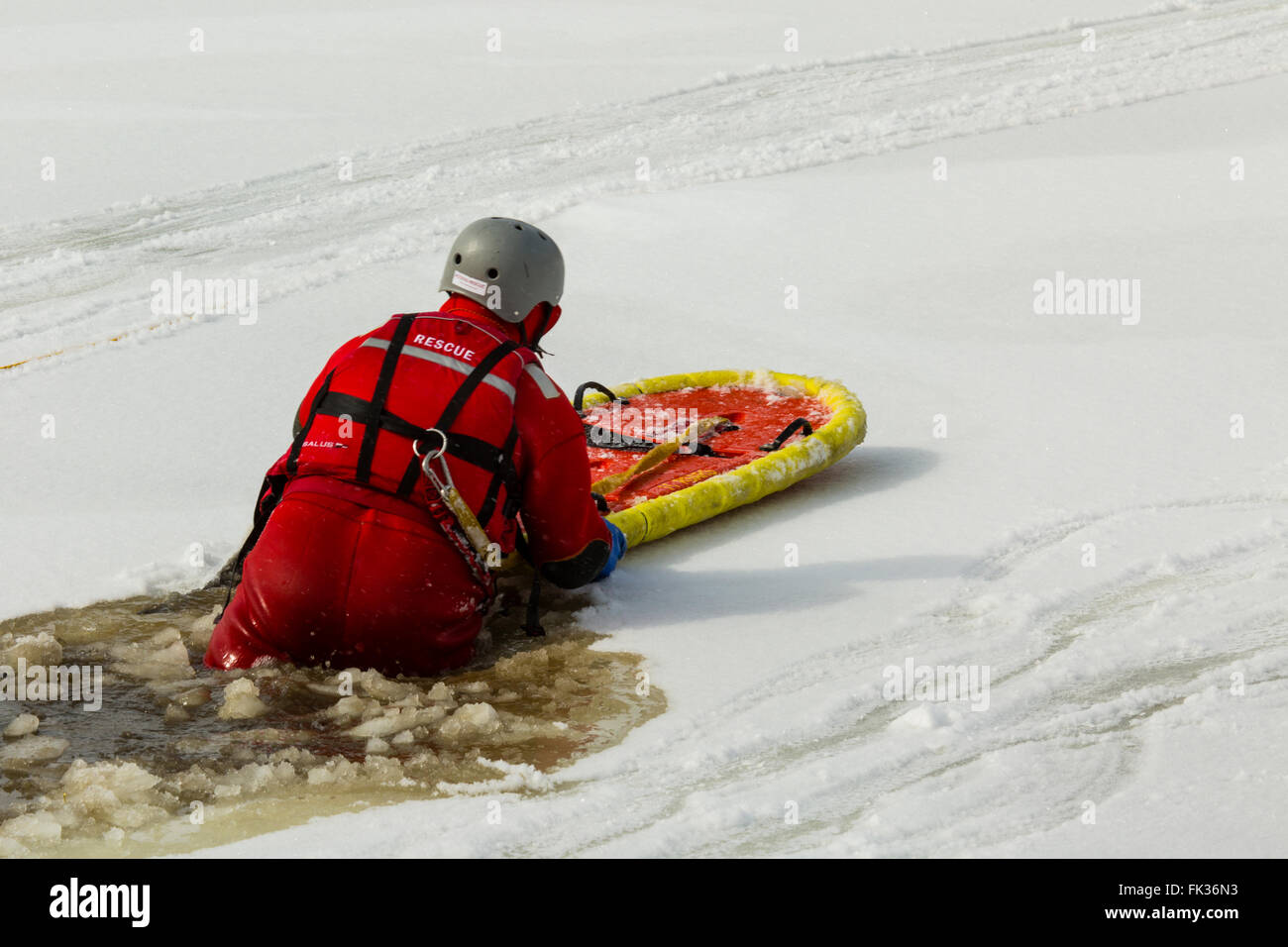 Ice Rescue Training Ontario Canada Stock Photo - Alamy