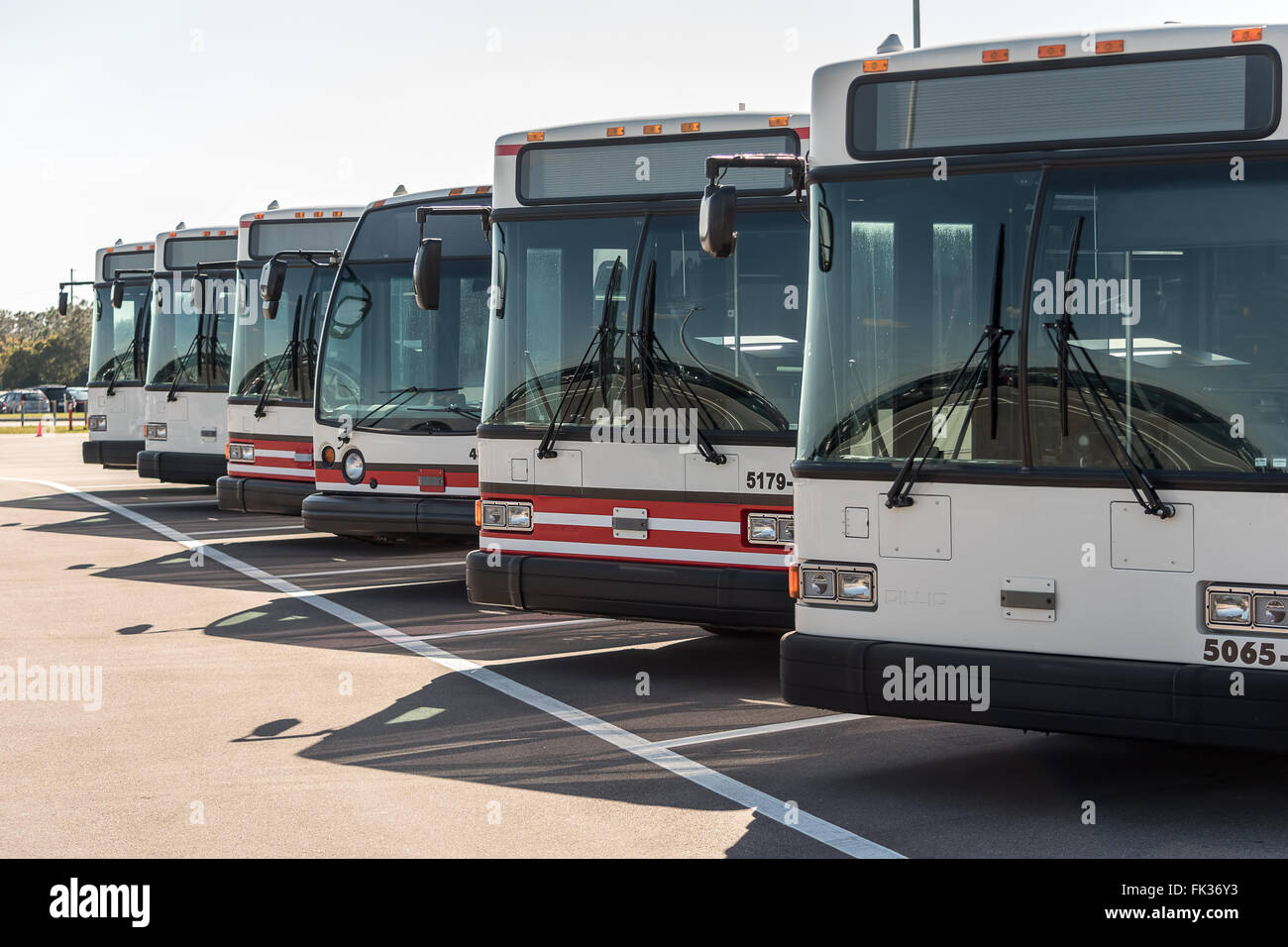 Row of Parked Buses Stock Photo - Alamy