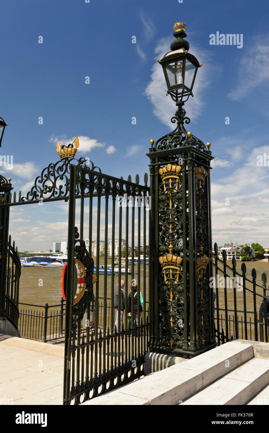 A decorative metal 'Water Gate' leading from the historic Old Royal ...
