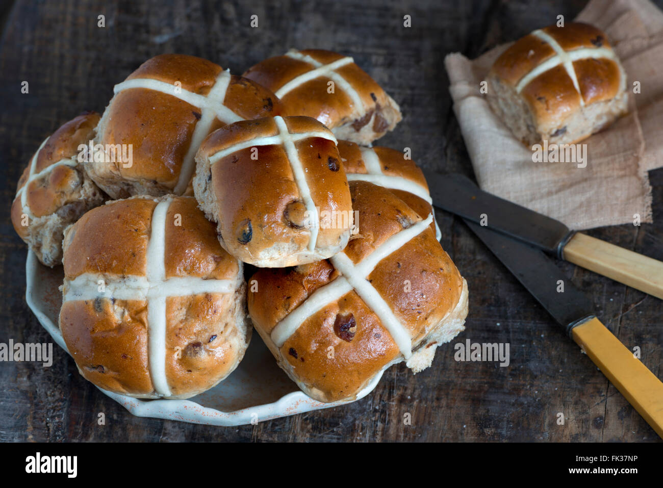 Traditional Easter hot cross buns Stock Photo - Alamy