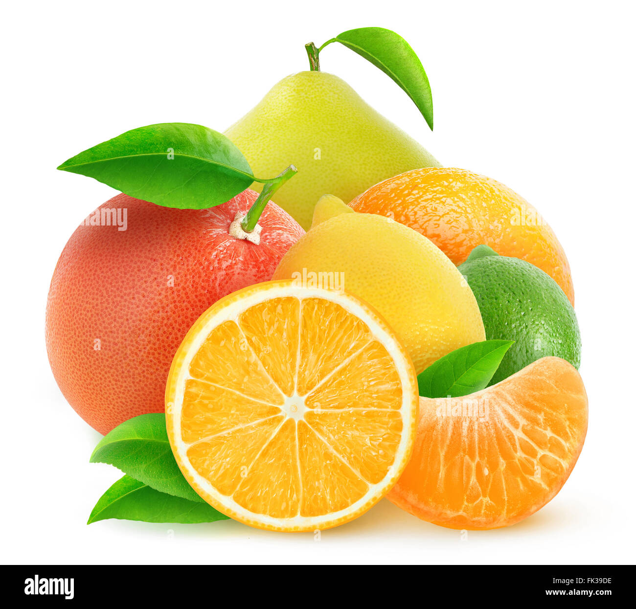 Pile of citrus fruits isolated on white with clipping path Stock Photo ...