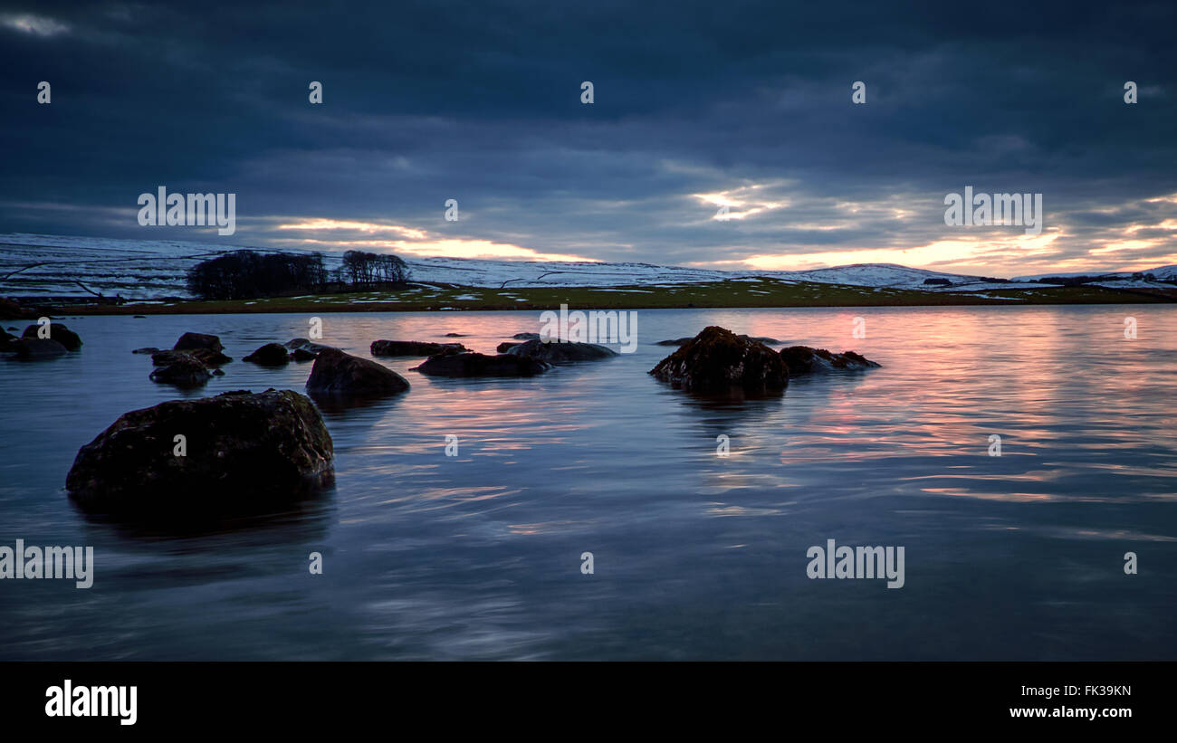Sunset over Malham Tarn in the Yorkshire Dales UK Stock Photo - Alamy