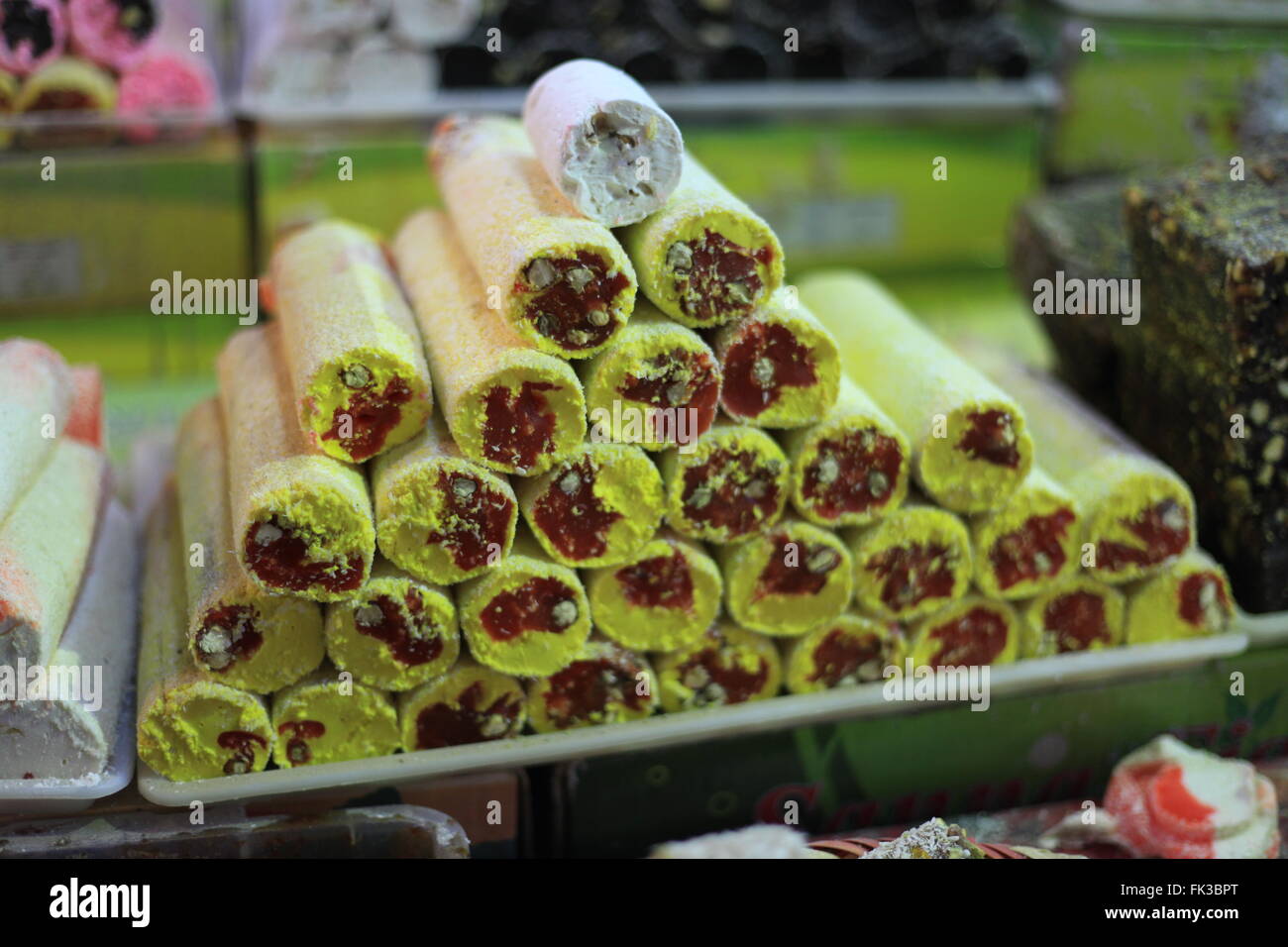 Traditional Kurdish sweets at Qaysari bazaar, Erbil, Iraq Stock Photo ...