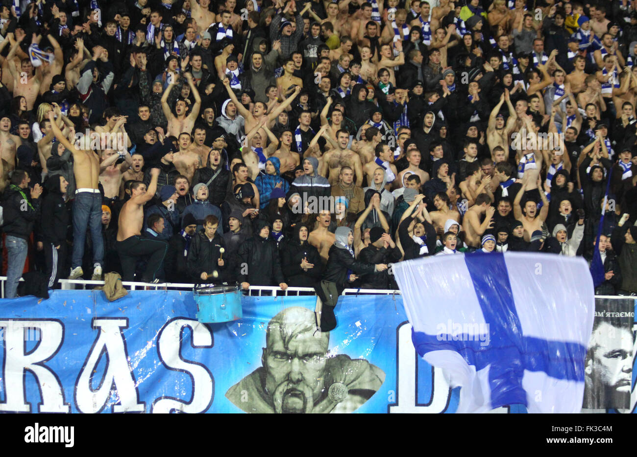 KYIV, UKRAINE - NOVEMBER 4,2010: FC Dynamo Kyiv team supporters show ...